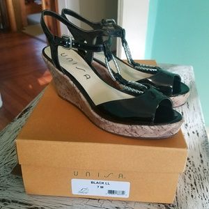 Unisa Shoes | Wedges Black Suede Size 9 | Poshmark
